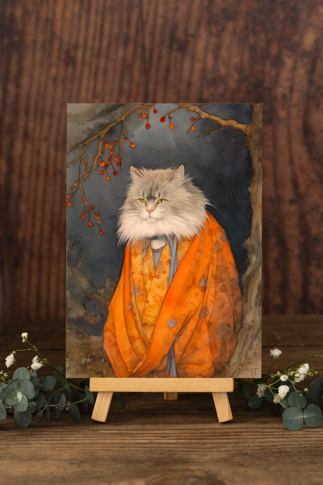 Gray Cat Wall Art, Zen Cat Art Print, Relaxing Cat Japanese Style, Zen ...