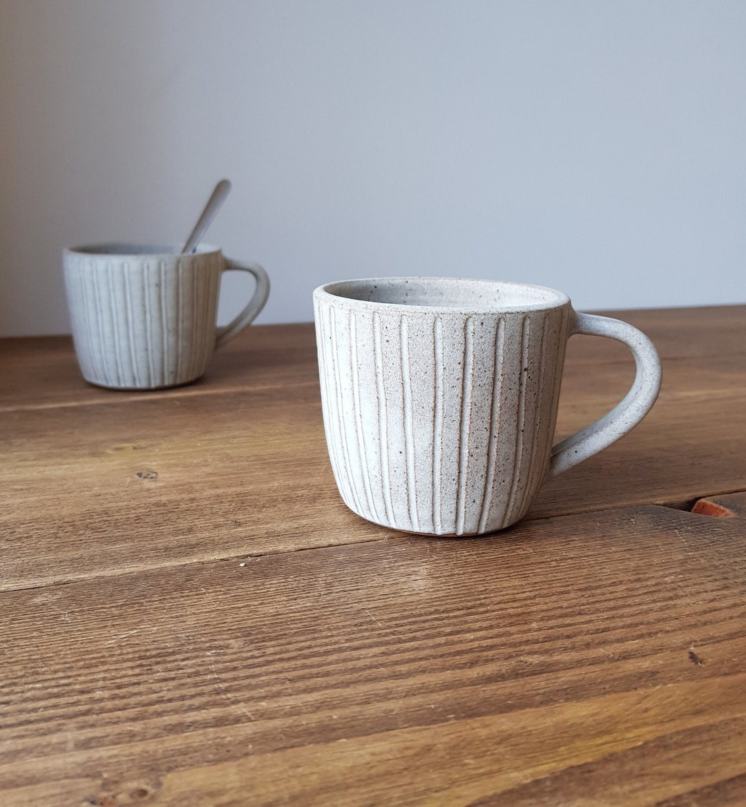Speckle Cream Fluted Mug, Handmade Ceramic Mug, Stoneware Mugs, Natural ...
