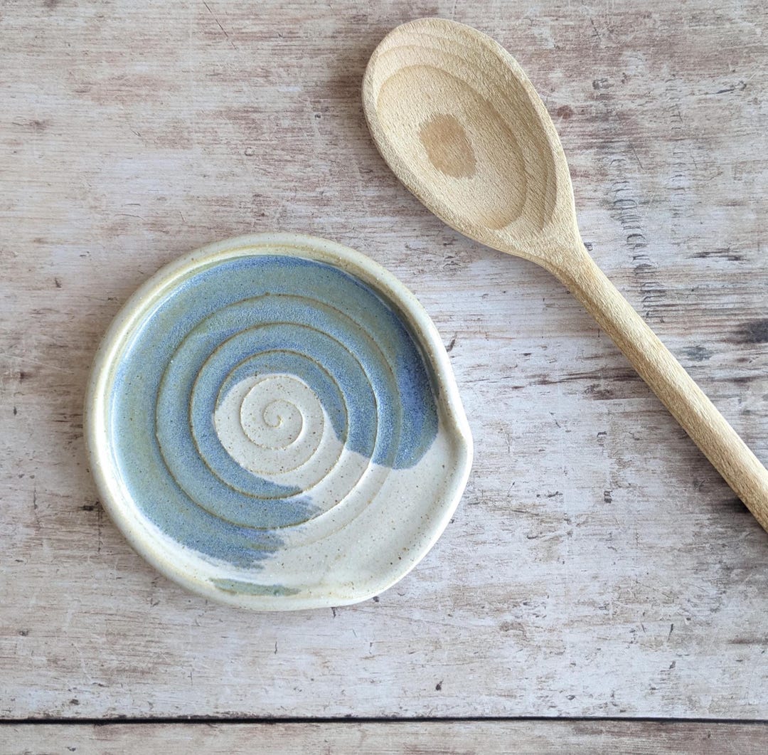 Handmade Wave Ceramic Spoon Rest: Blue Turquoise Design, Unique ...