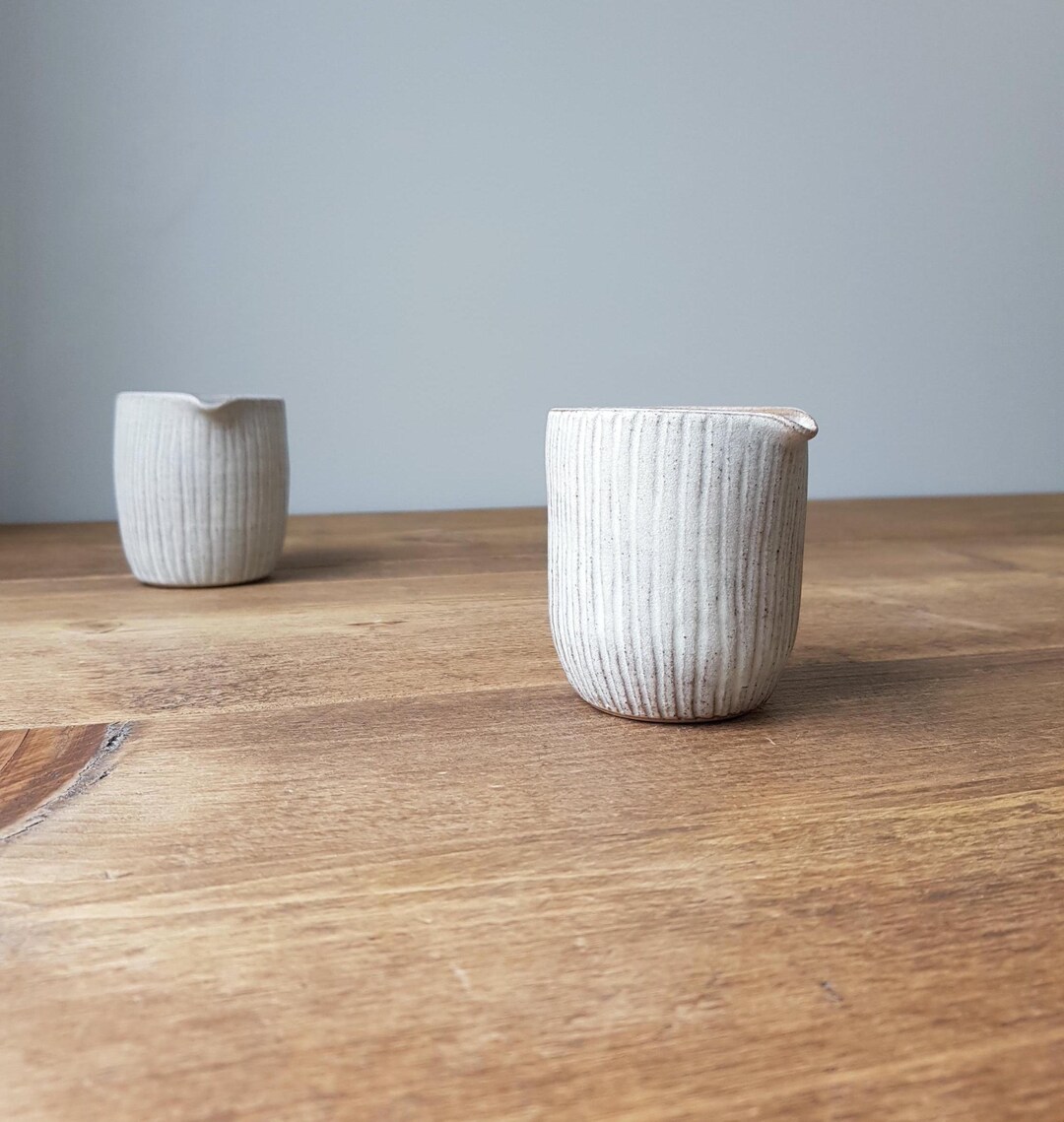 Cream Fluted Milk Jug, Handmade Ceramic Milk Jug, Pottery Mini Jug ...