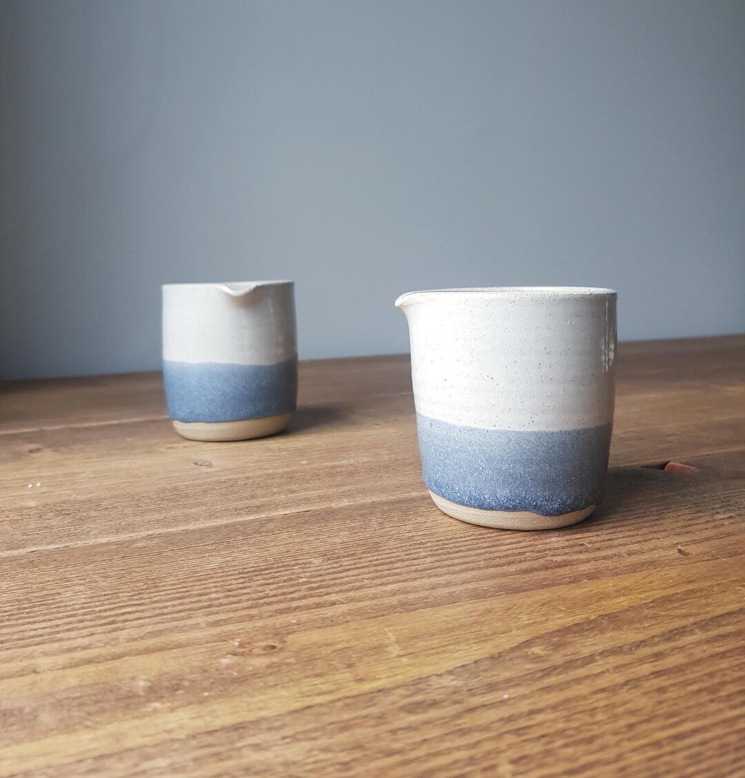 Handmade Ceramic Milk Jug, Blue White Milk Jug, Pottery Mini Jug ...