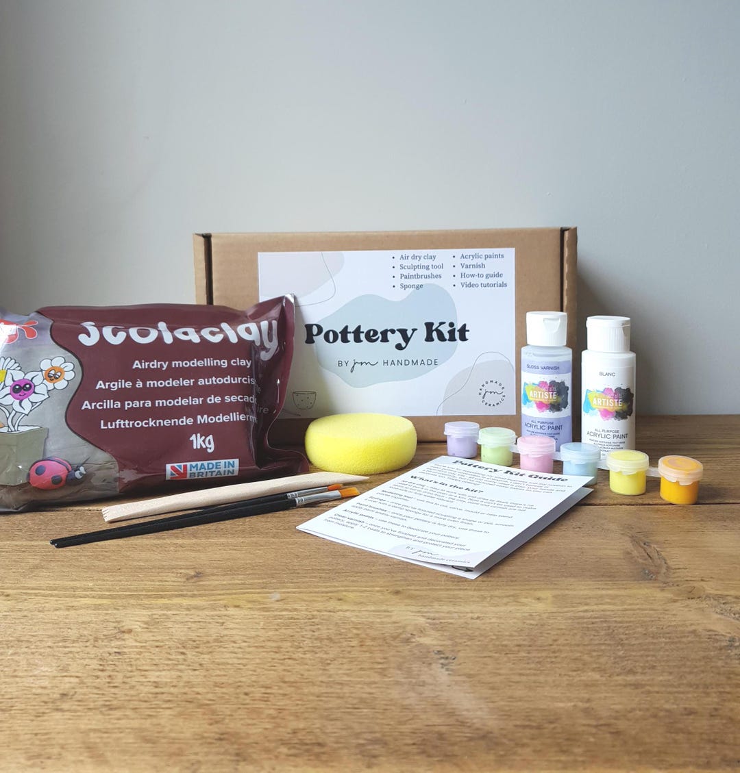 DIY Pottery Kit With Paint: Air Dry Clay Craft Set, Date Night Box - Etsy