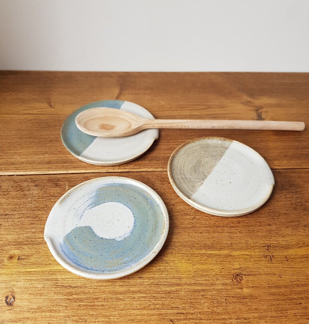 Handmade Ceramic Spoon Rest, Hand Made Pottery Spoon Rest, Teaspoon ...