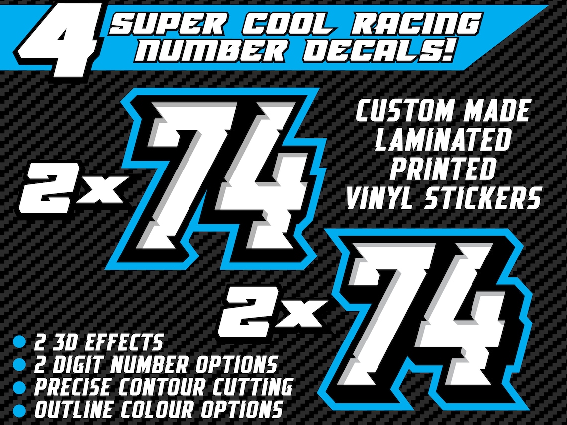 4 Custom Racing Numbers Laminated Decal Stickers - Etsy