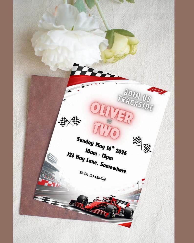 Formula One Birthday Invitation Template | Digital Download - Etsy