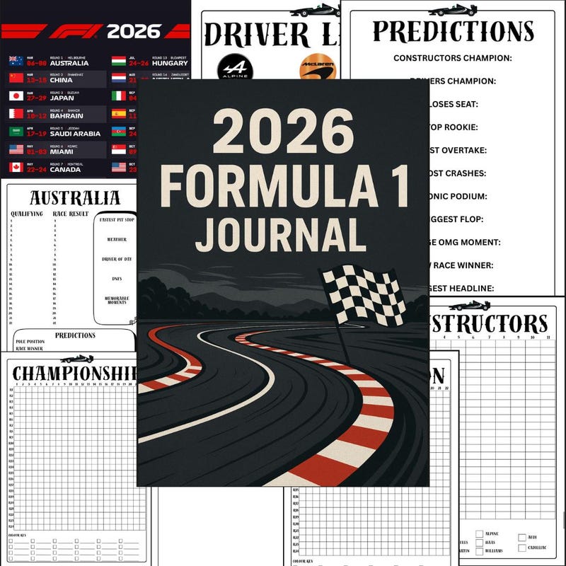 Formula One Journal 2026 - Etsy