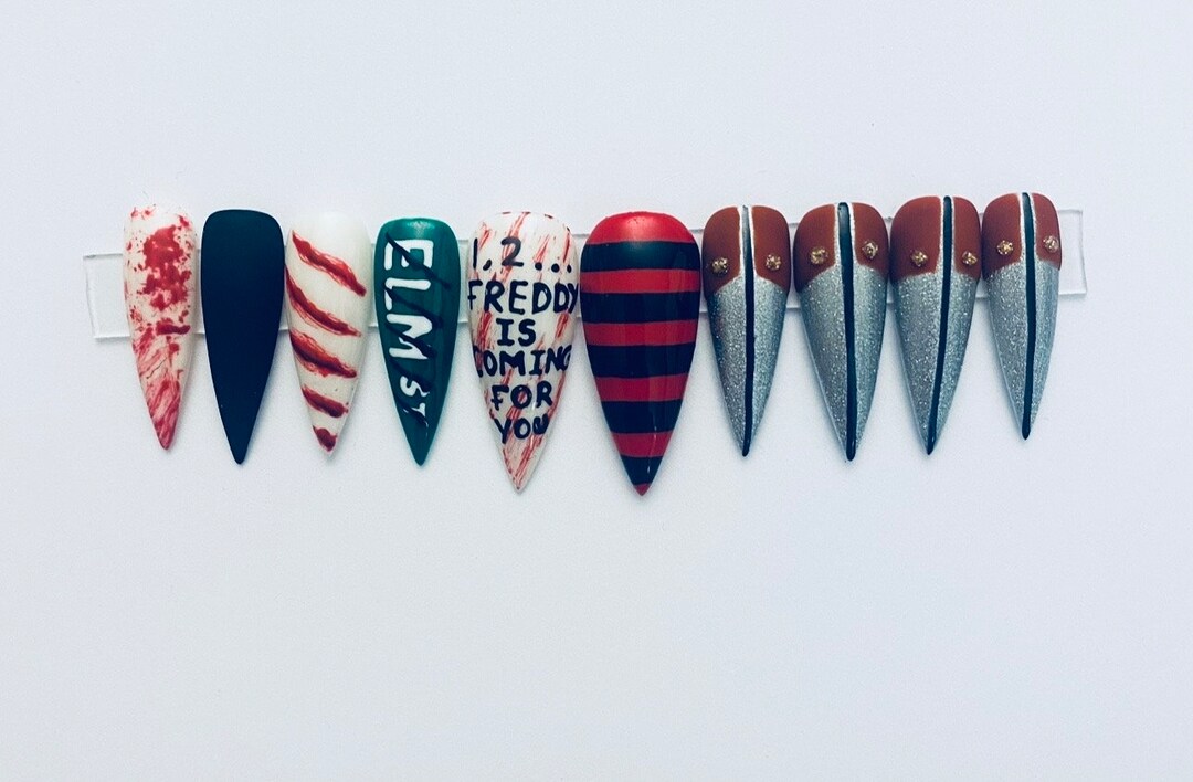 Hand Painted Freddy Krueger Inspired Press on Nails - Etsy