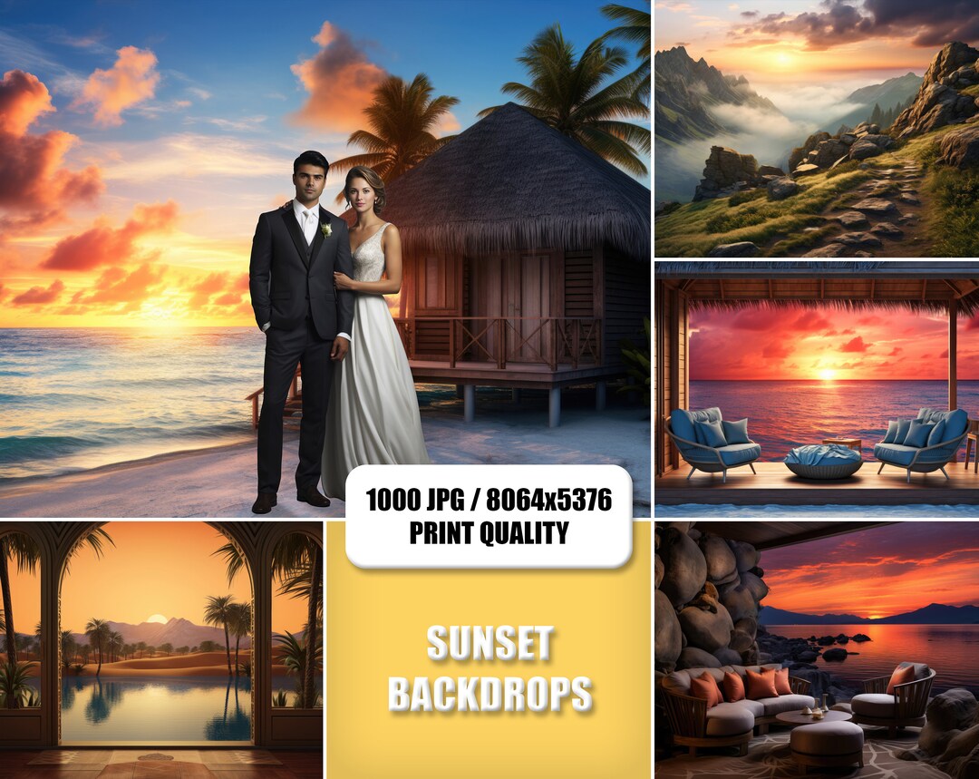 1000 Digital Backdrops, Sunset Digital Backgrounds, Backdrop Overlays ...