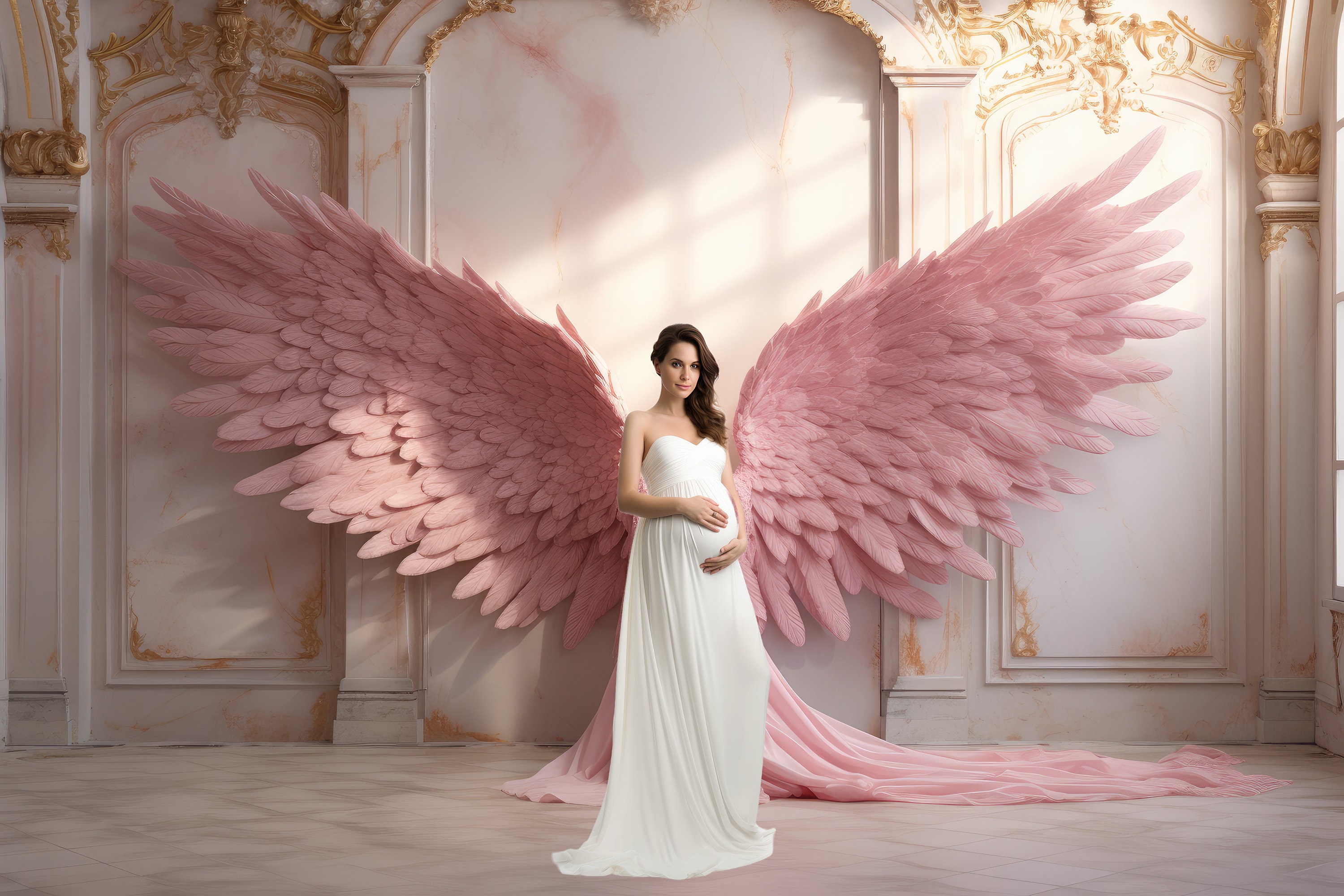 279 Digital Backdrops, Pink Angel Wing Digital Backgrounds, Maternity ...