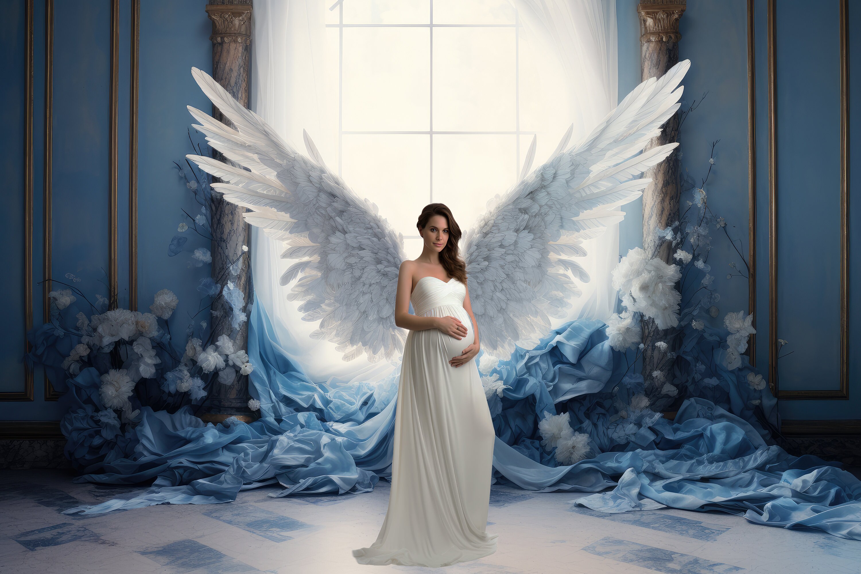 361 Digital Backdrops, Blue Angel Wing Digital Backgrounds, Maternity ...