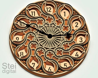 Wall Clock Flowers Laser Cut Dxf Glowforge Svg Xtool D1 CNC - Etsy