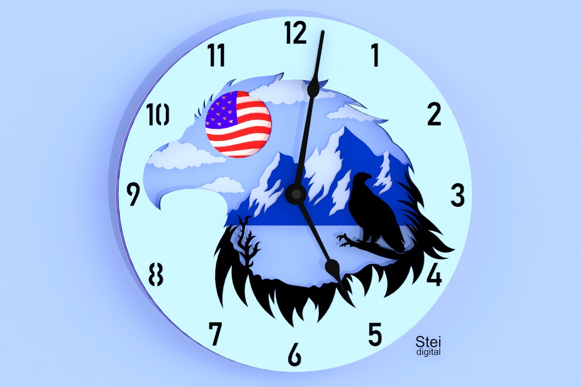 American Flag Wall Clock Svg Dxf Cut Files Clock Cricut Svg - Etsy