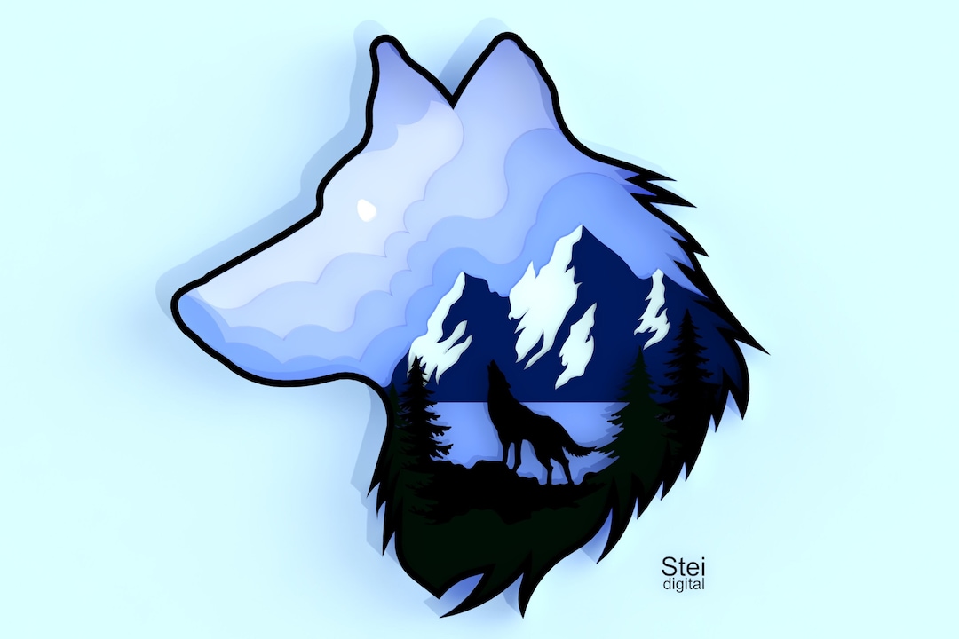 3d Wolf Head Svg, Dxf File, Wolf Layered Svg, Wolf Paper Cut Template ...