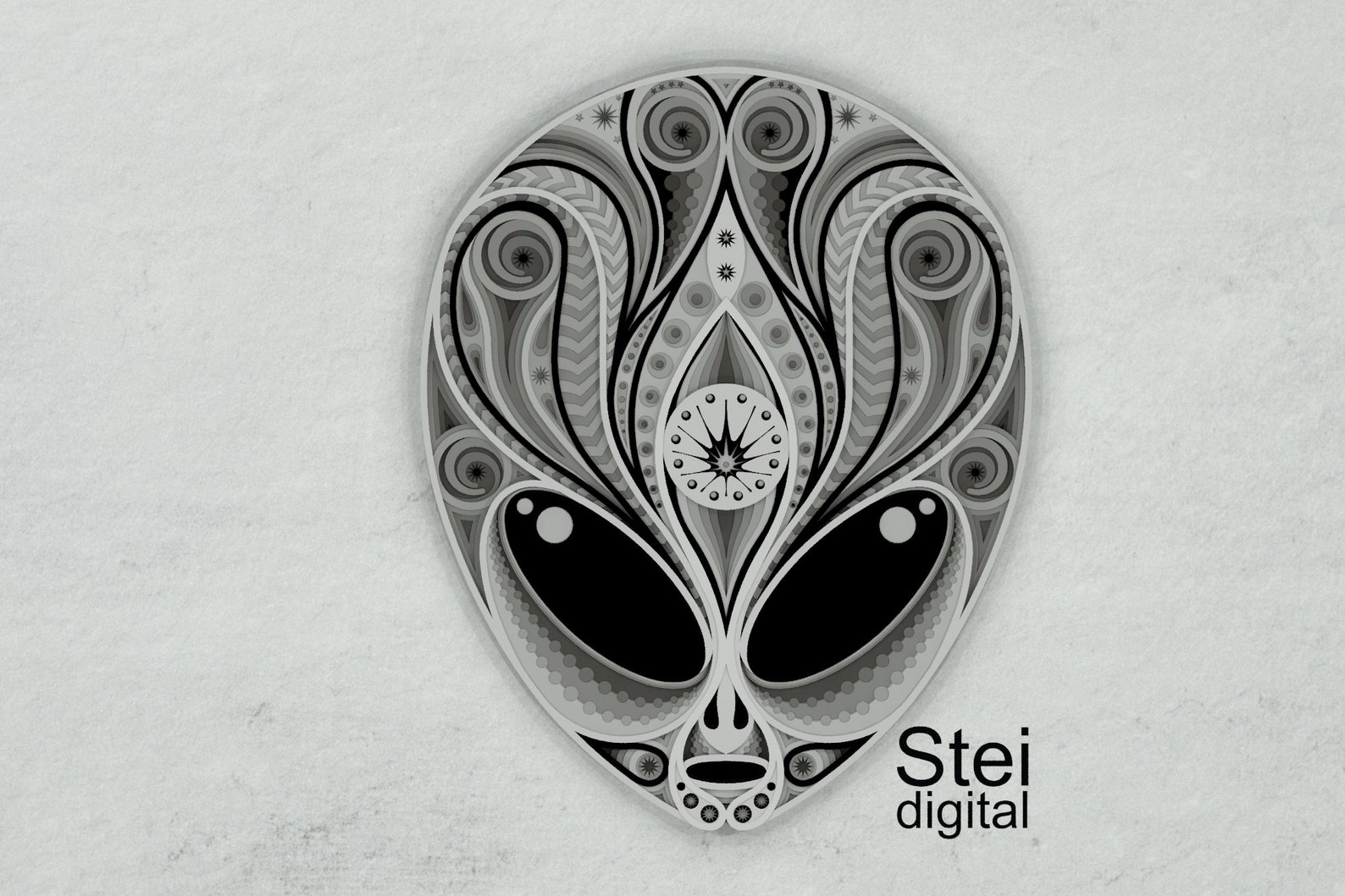 3d Layered Alien SVG, Dxf Cut Files, Alien Head Svg, Alien Vector File ...