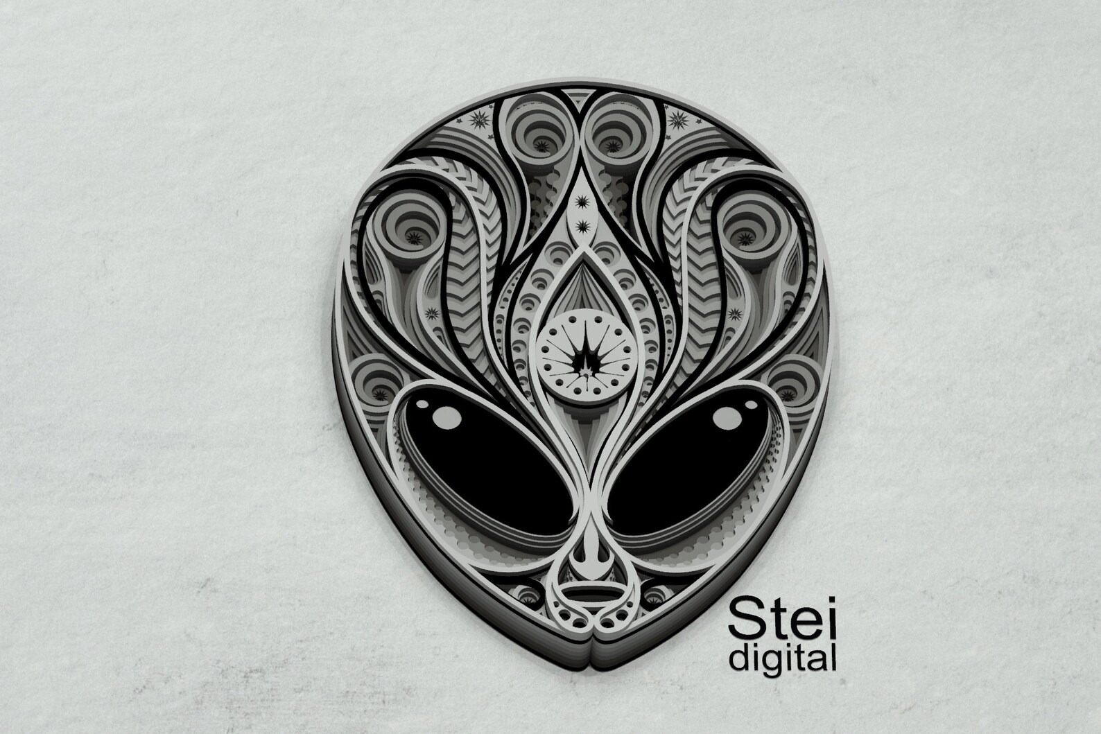 3d Layered Alien SVG, Dxf Cut Files, Alien Head Svg, Alien Vector File ...
