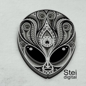 3d Layered Alien SVG, Dxf Cut Files, Alien Head Svg, Alien Vector File ...