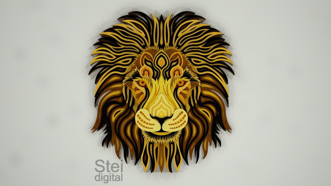 3d Lion SVG, DXF Files, for Laser Cutting, 3d Lion Head Svg, 3d Lion ...