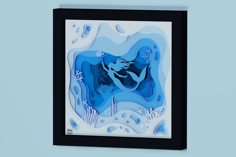 3d Mermaid Shadow Box Svg Dxf Underwater Scene Svg Mermaid - Etsy Australia