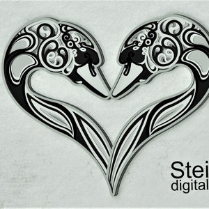 3d Swan Heart Svg, Swan Love Svg, Dxf Laser Cut File, Cricut Svg ...