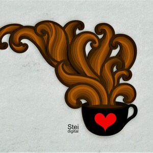 3d Coffee Cup Svg, Dxf Laser Cut Files, 3d Tea Cup Svg, Layered Coffee ...