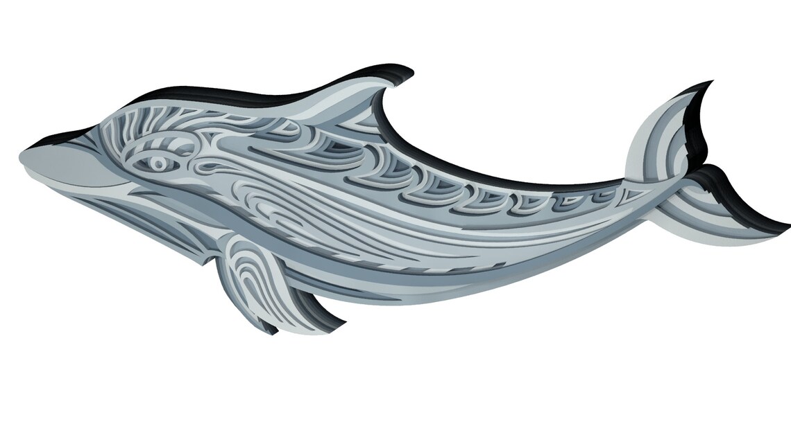 3d Dolphin Layered Design Dxf Svg Files CNC Laser Cutting - Etsy