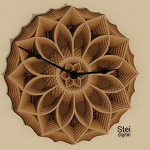 3d Flower Wall Clock Svg, Dxf Cut Files, Layered Clock Mandala Svg, 3d ...