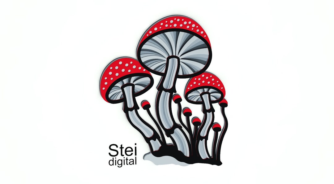 3d Magic Mushroom Svg, Dxf Laser Cut File, Mushroom Mandala Svg ...