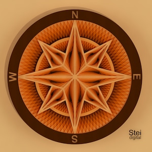 3d Compass Mandala Svg, Dxf Laser Cut Files, Compass Layered Svg, Cut ...