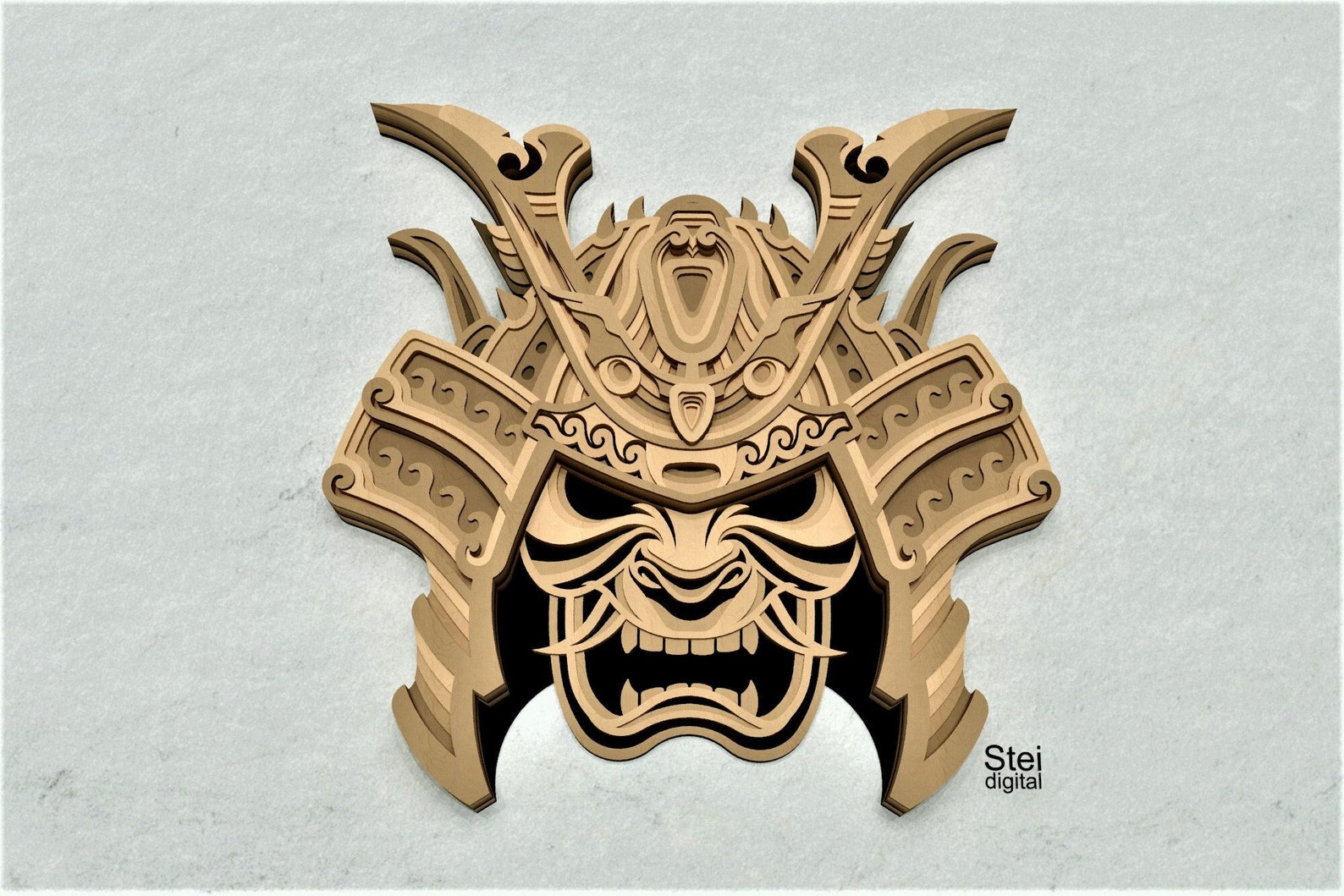 3d Samurai Mask SVG Dxf Laser Cut Files Layered Warrior - Etsy