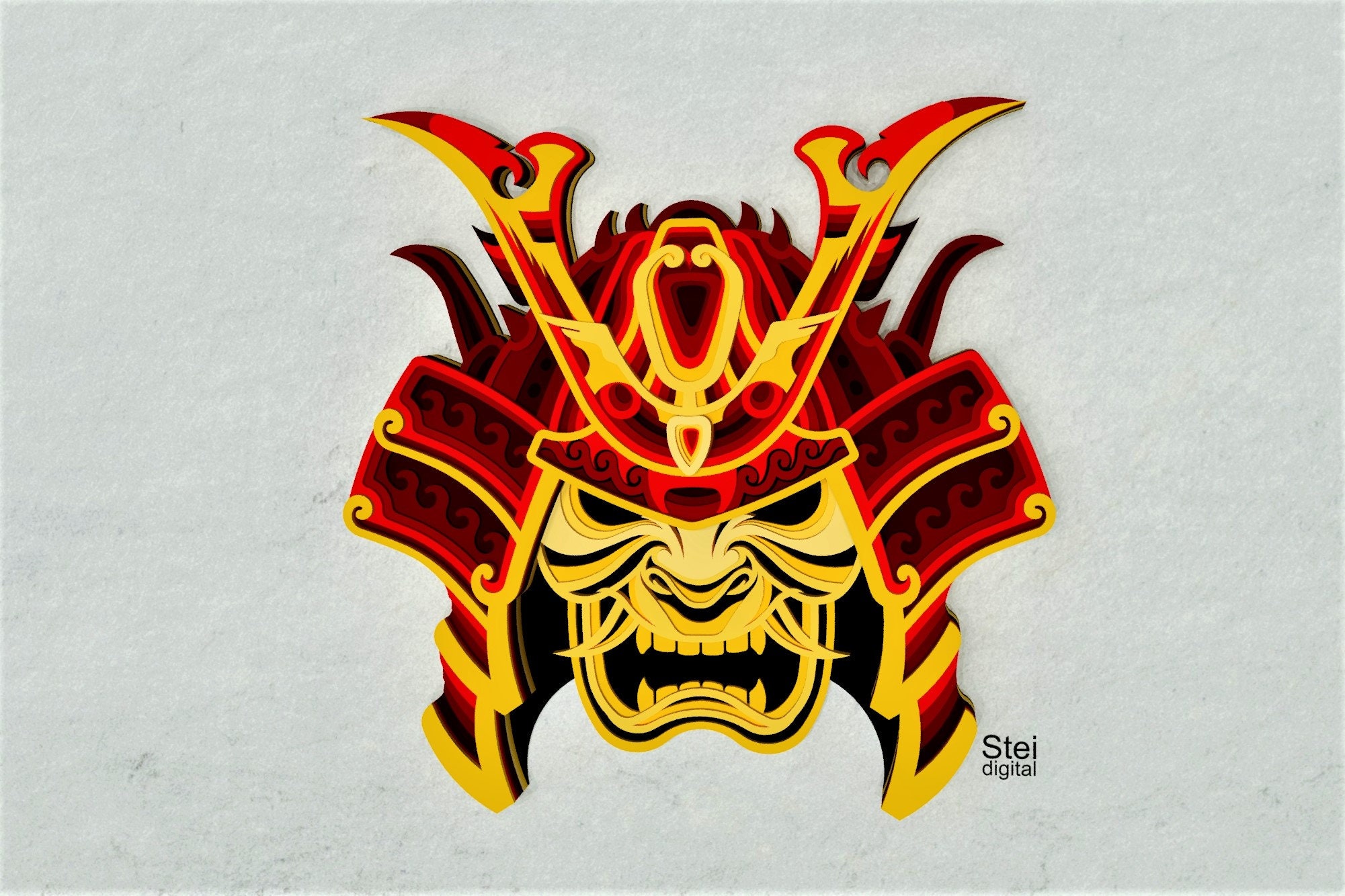 3d Samurai Mask SVG Dxf Laser Cut Files Layered Warrior - Etsy