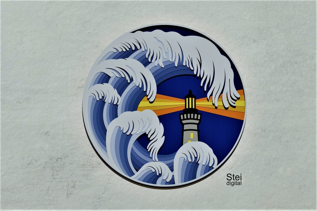 3d Lighthouse Svg, Dxf Cut Files, Lighthouse Laser Cut, 3d Sea Svg ...