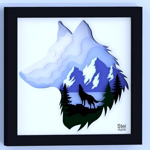 3d Wolf Shadow Box Svg, Wolf Papercut Template, Wolf Layered Svg, Wolf ...