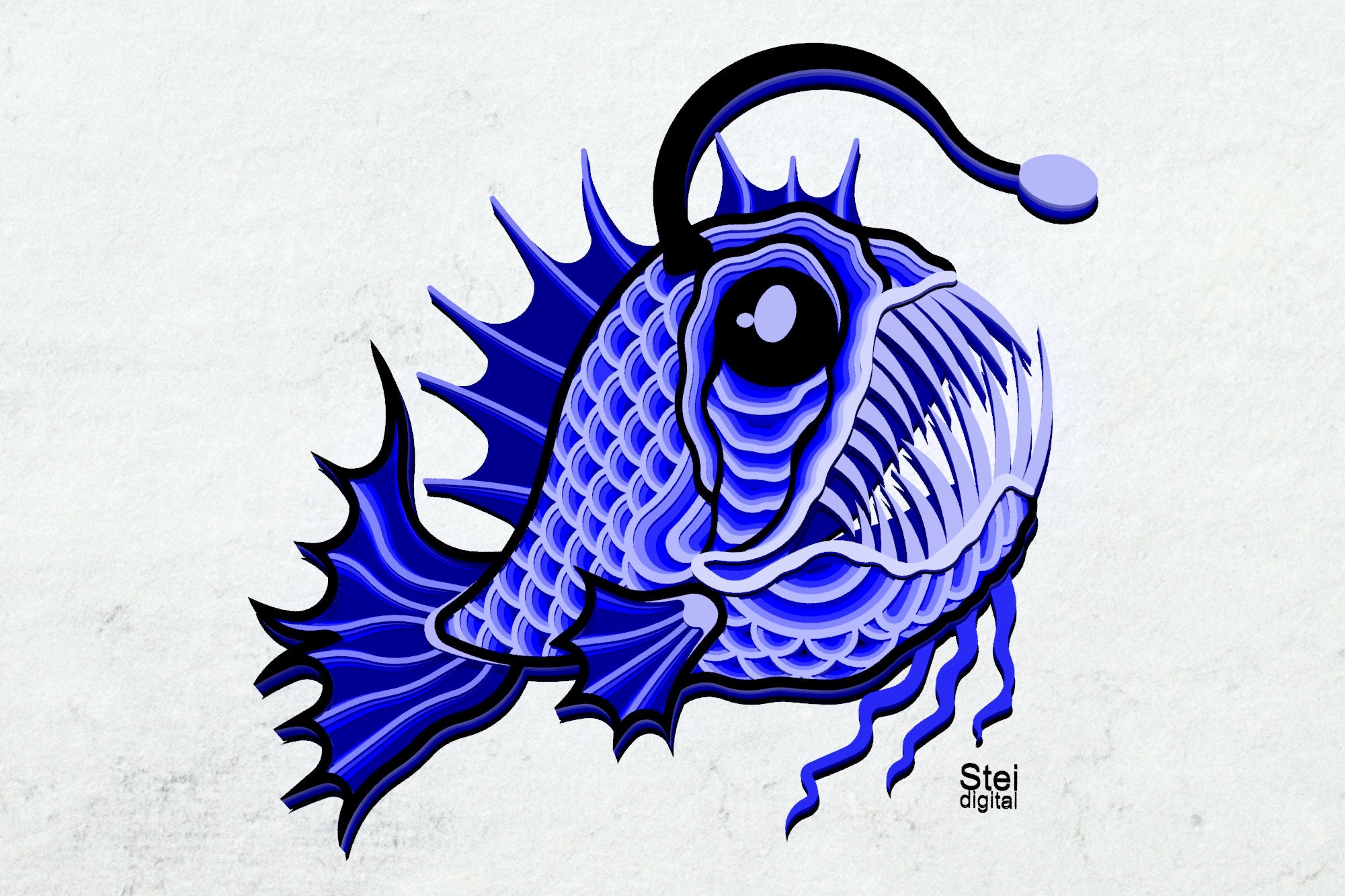 3d Angler Fish Svg Dxf Cut Files Sea Monster Svg Fishing - Etsy Canada