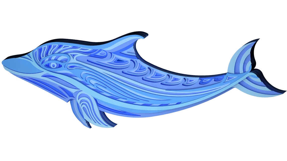 3d Dolphin Layered Design Dxf Svg Files CNC Laser Cutting - Etsy