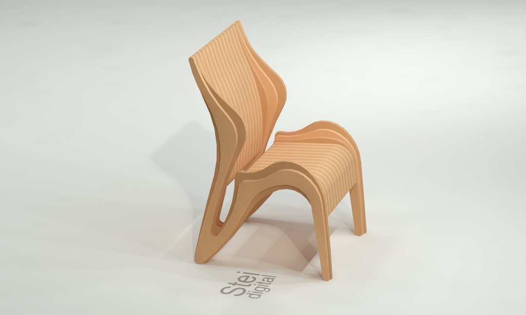 Chair 06 Dxf Cnc Files Parametric Furniture Plywood Chair Cnc Plan Cnc Router Cut Files