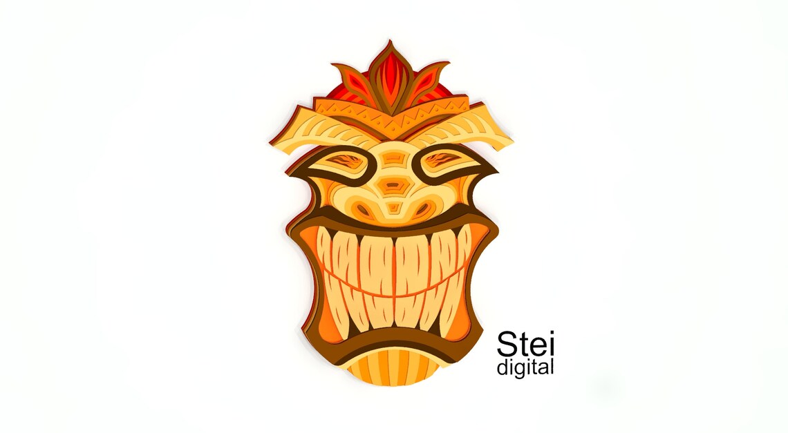 Tiki Mask Design Dxf Svg Files for Laser Mandala Cricut - Etsy