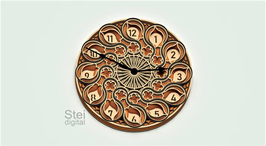 Layered Wall Clock Mandala Laser Cut Dxf Files, Cricut Svg, Clock Home ...