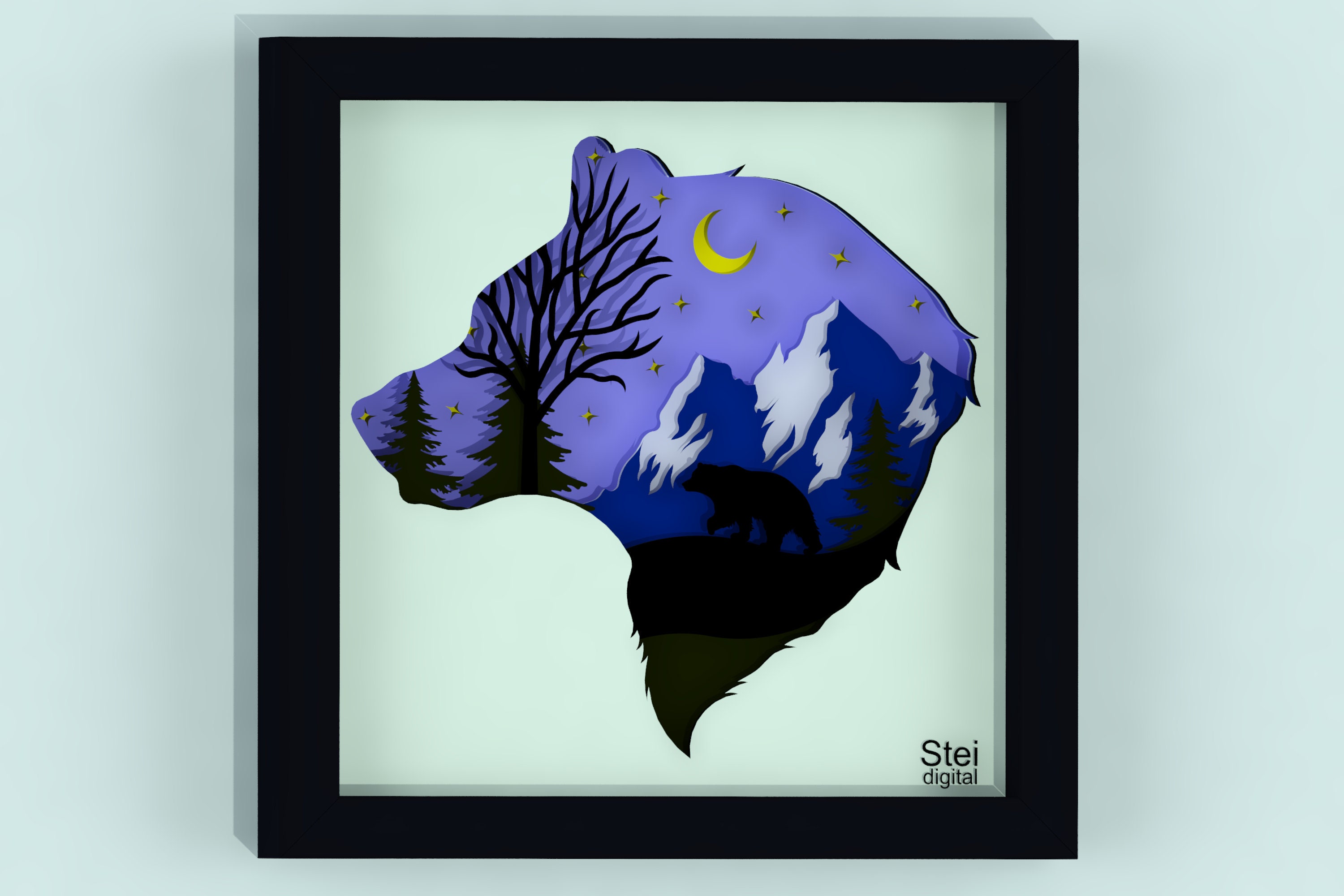 Bear Shadow Box Svg Bear Paper Cut Template Bear Layered - Etsy