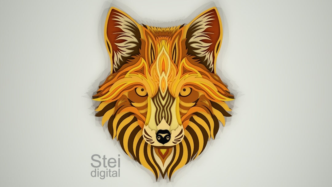 3d Fox Svg, Dxf Laser Cutting Files, Laser Cut File, Layered Fox Svg ...