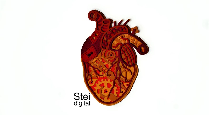 3d Steampunk Heart SVG Dxf Cut Files 3d Layered Heart SVG - Etsy