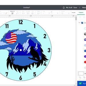 American Flag Wall Clock Svg, Dxf Cut Files, Clock Cricut Svg, 3d Eagle ...