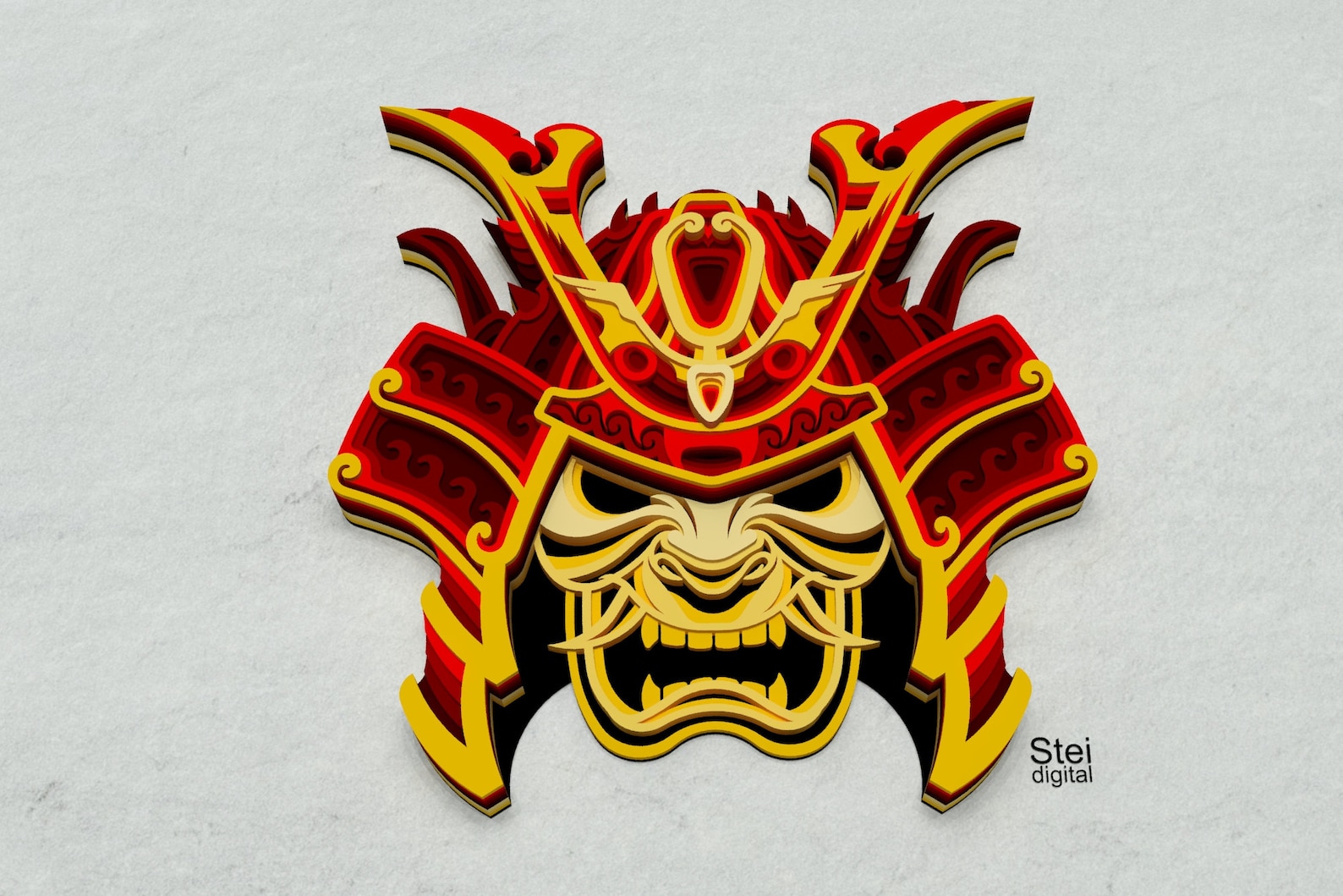 3d Samurai Mask SVG Dxf Laser Cut Files Layered Warrior - Etsy