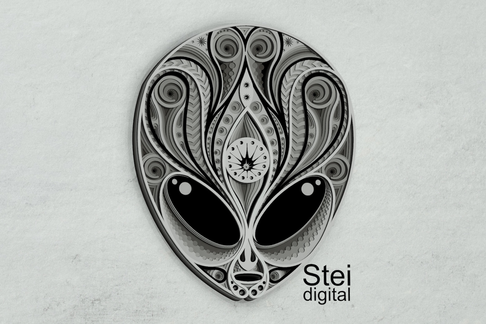 3d Layered Alien SVG, Dxf Cut Files, Alien Head Svg, Alien Vector File ...