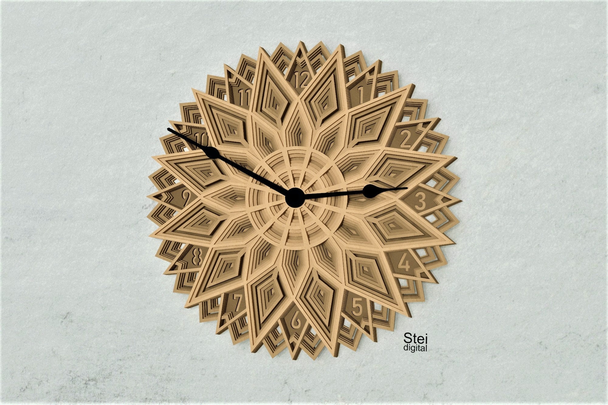 Wall Clock Star Svg Dxf Laser Cut Files Layered Clock - Etsy UK