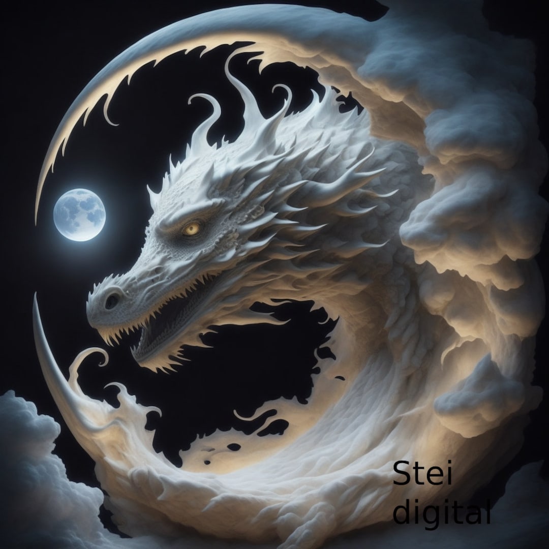 Moon Dragon Laser Engrave File, 3d Dragon Head PNG for Engraving, Wall ...