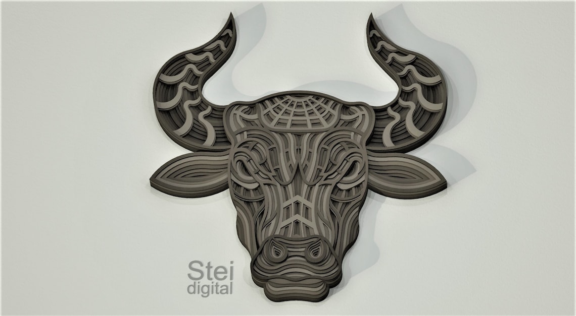 3d Bull Taurus Mandala Svg Dxf Files for Laser Cutting Cow - Etsy