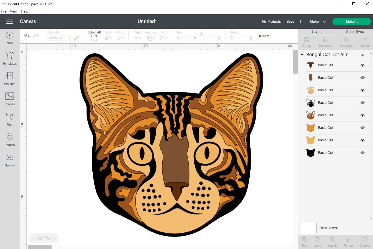 3d Bengal Cat Svg Dxf Laser Cut Files Layered Cat Svg Cat - Etsy
