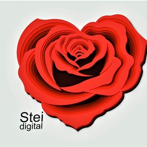Layered 3D Rose Heart SVG DXF: Laser Cut File - Etsy