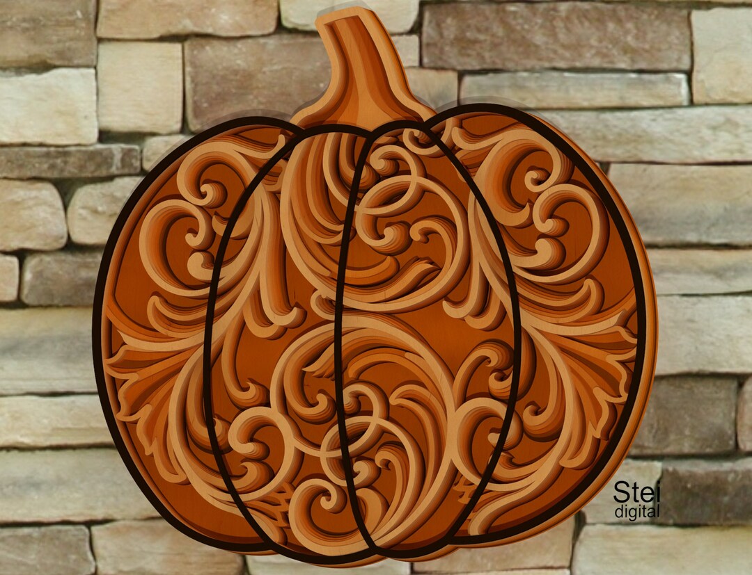 Layered Pumpkin SVG: Vintage Floral Mandala, Laser Cut Files - Etsy