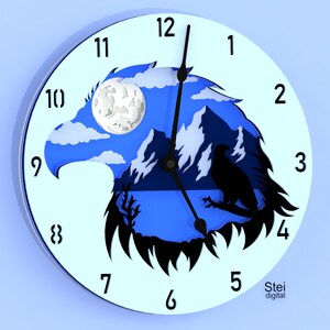 American Flag Wall Clock Svg, Dxf Cut Files, Clock Cricut Svg, 3d Eagle ...